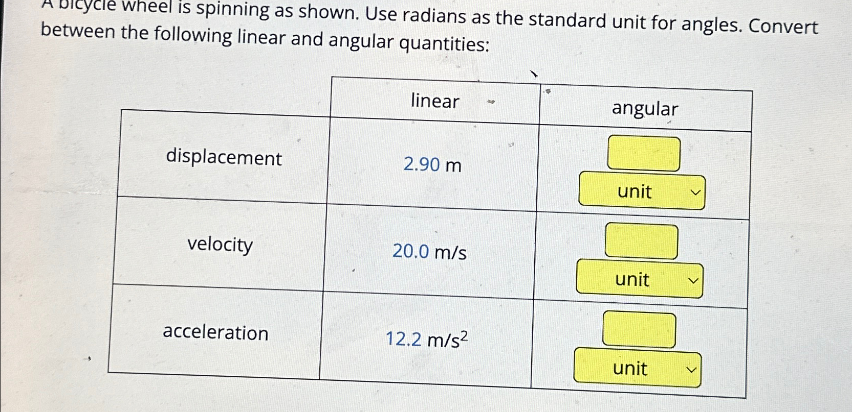 Solved wheel is spinning as shown. Use radians as the | Chegg.com
