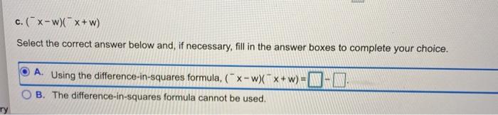 Solved Use the difference-of-squares formula to simplify | Chegg.com
