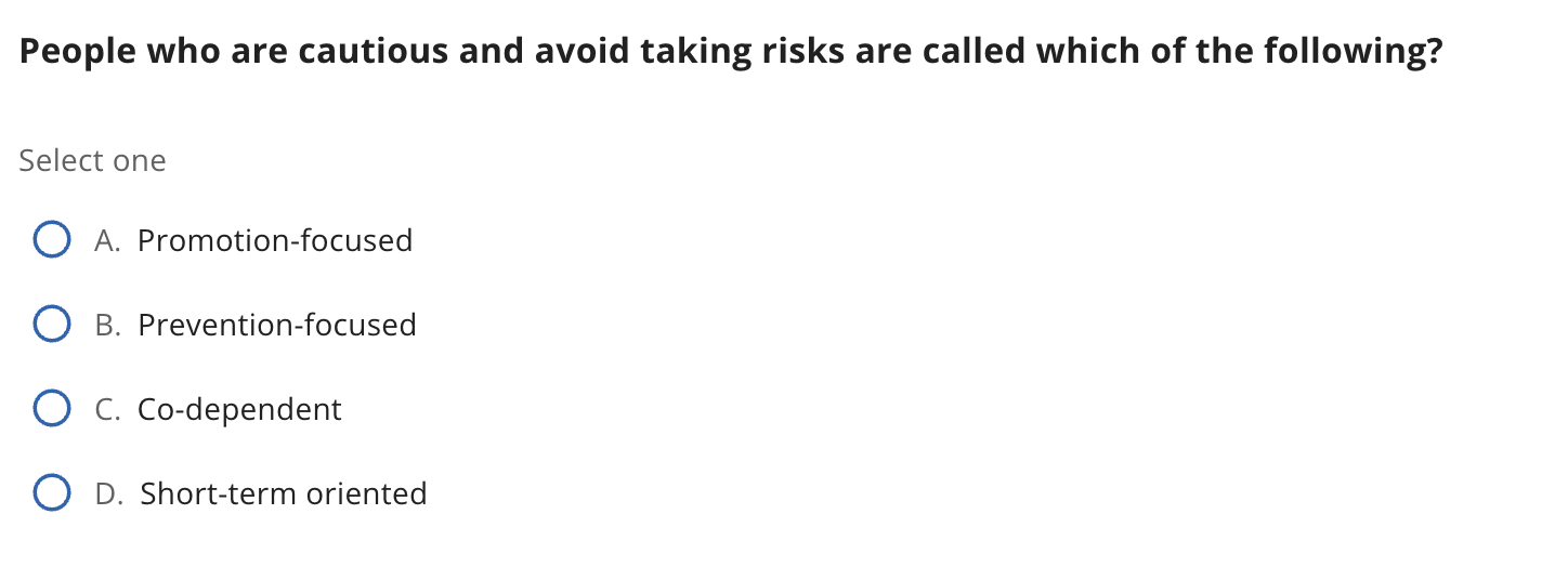 Solved People who are cautious and avoid taking risks are | Chegg.com