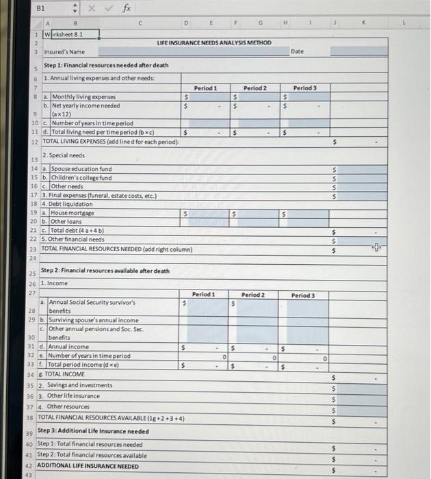 Solved 5. Estimating life insurance needs. Use Worksheet | Chegg.com