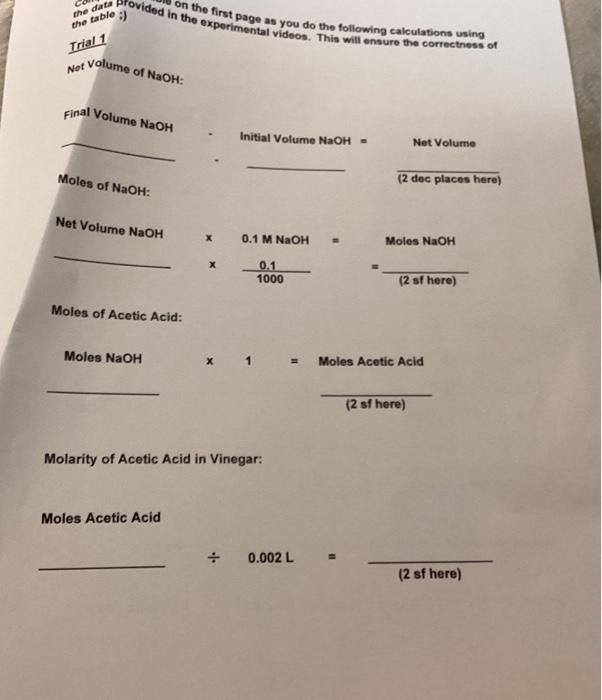 Not volume of NaOH : Final Volume NaOH Moles of NaOH: | Chegg.com