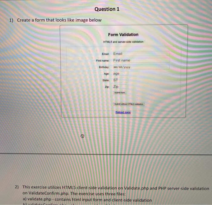 Solved Question 1 1) Create a form that looks like image | Chegg.com