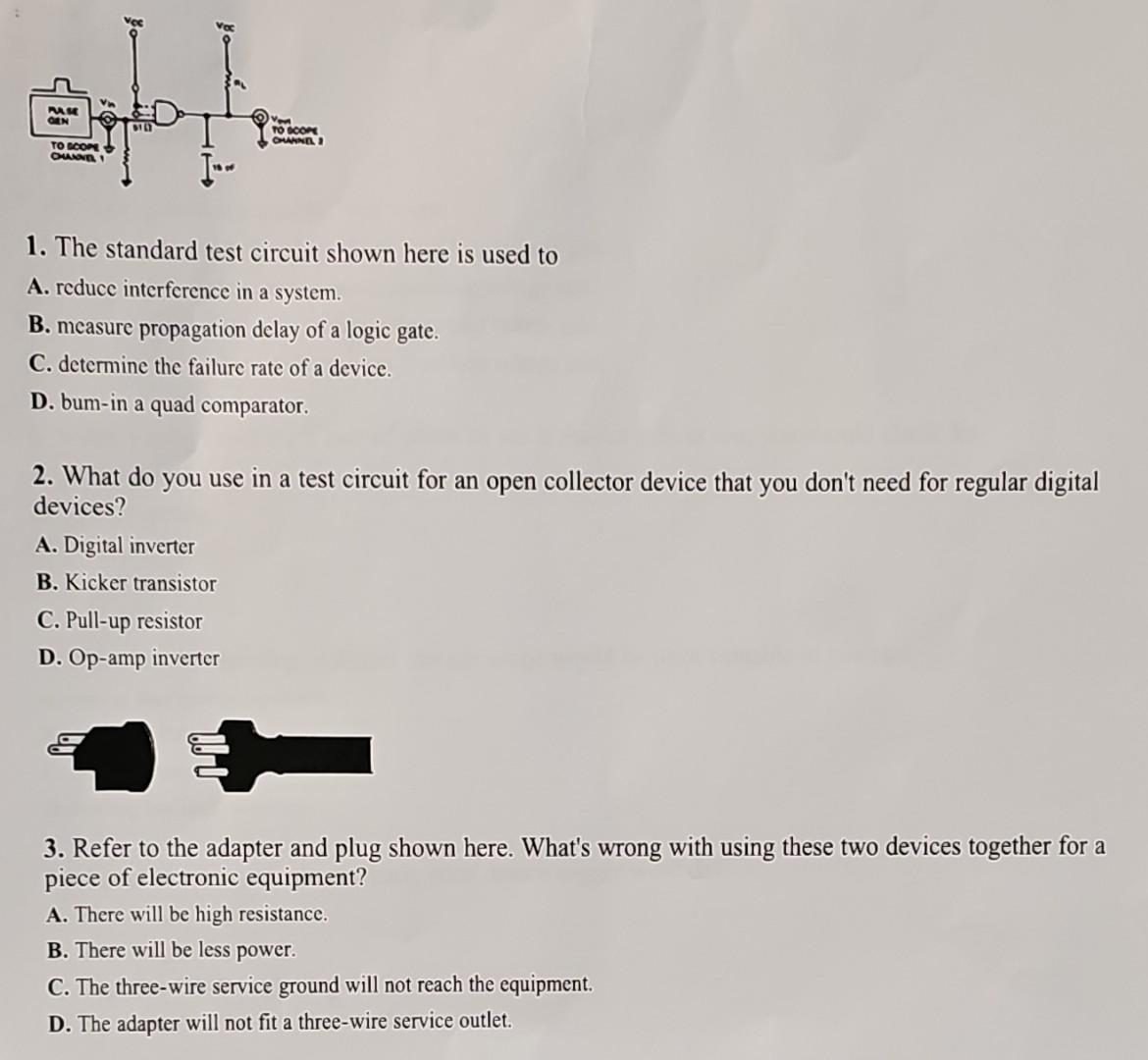 1. The standard test circuit shown here is used to A. | Chegg.com