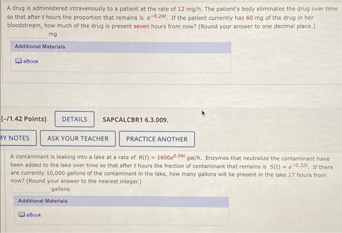 Solved A drug is administered intravenously to a patient at | Chegg.com