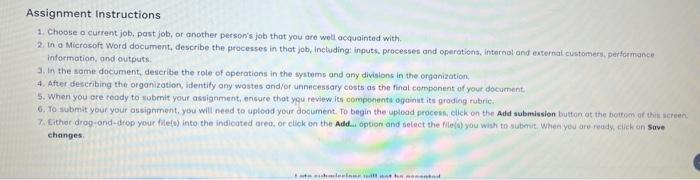 Solved Assignment instructions 1. Choose a current job, past | Chegg.com