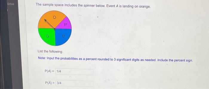 Solved The sample space includes the spinner below. Event A | Chegg.com