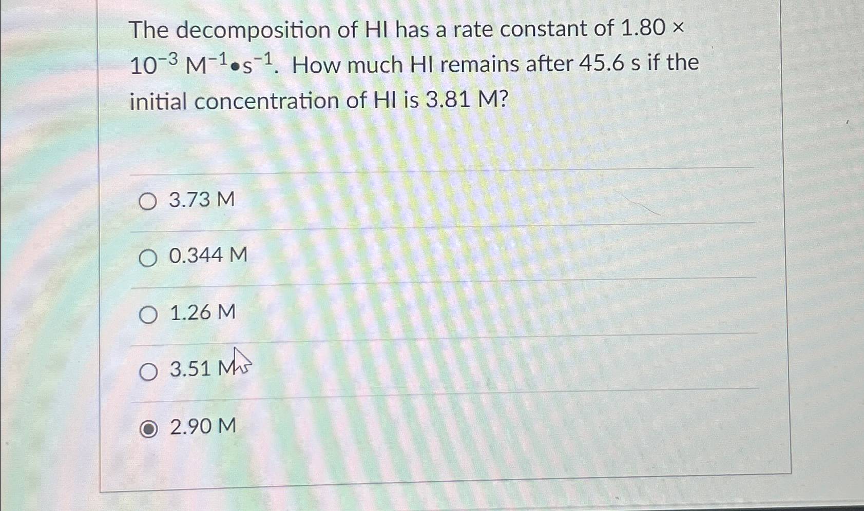 Solved The decomposition of HI ﻿has a rate constant of | Chegg.com