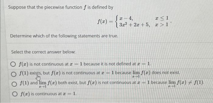 Solved Suppose that the piecewise function f is defined by | Chegg.com