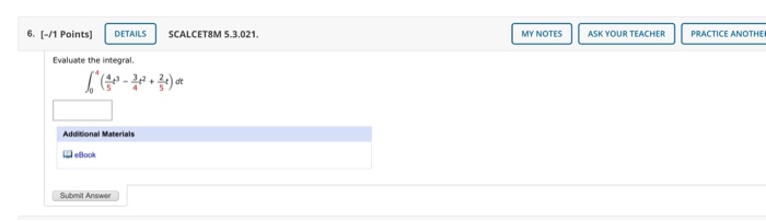Solved 6. (-/1 Points) DETAILS SCALCET8M 5.3.021. MY NOTES | Chegg.com