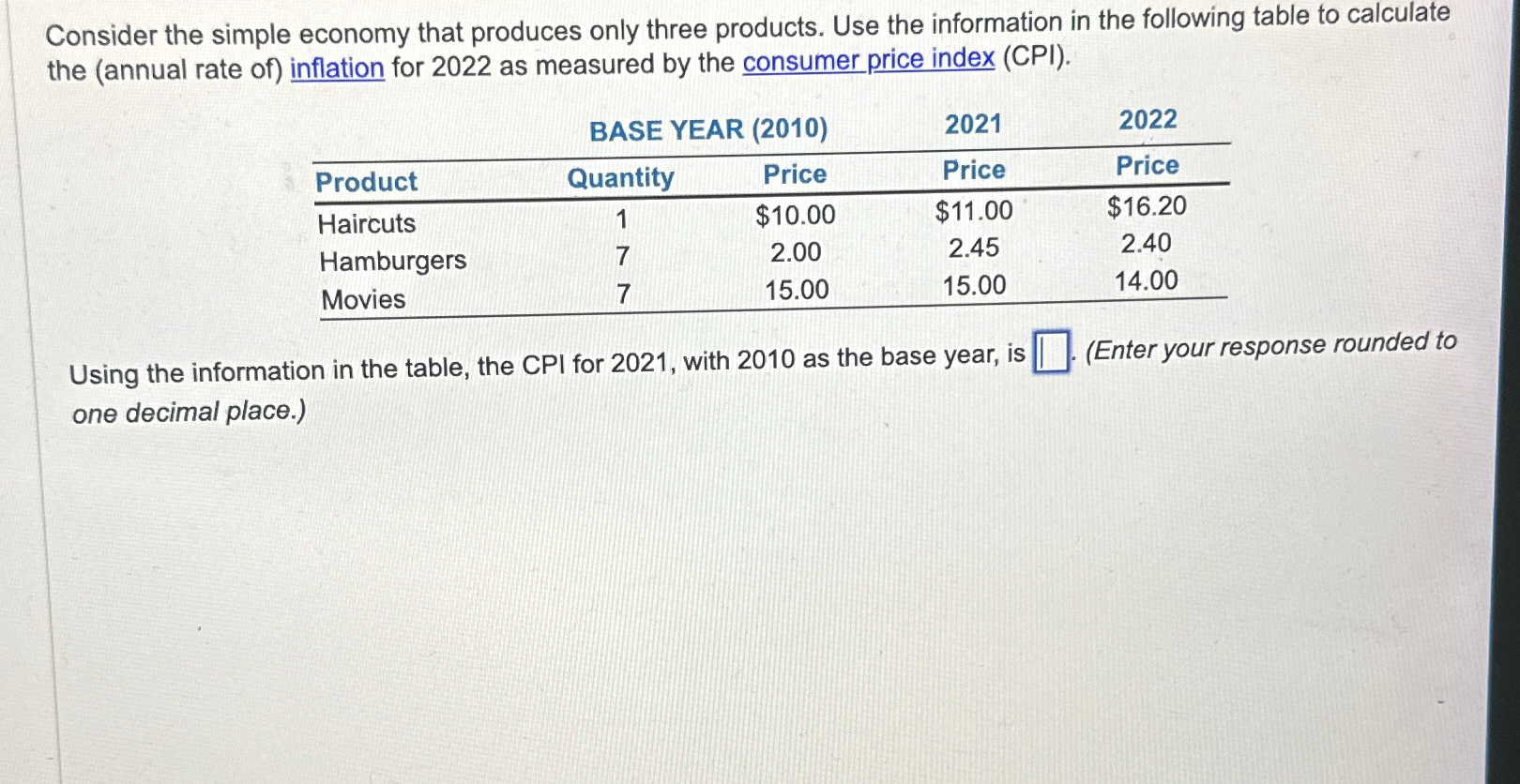 Solved Consider the simple economy that produces only three | Chegg.com