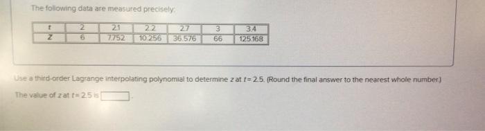 Solved The following data are measured precisely: Use | Chegg.com