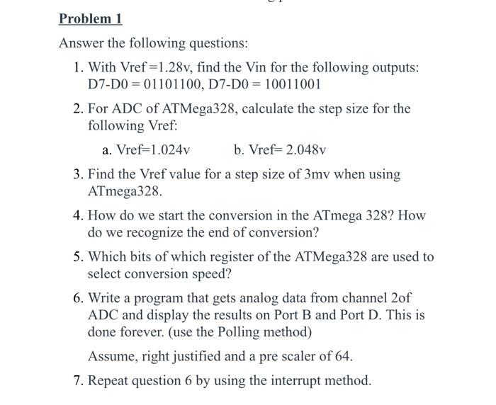 Solved Answer the following questions: 1. With Vref =1.28v, | Chegg.com