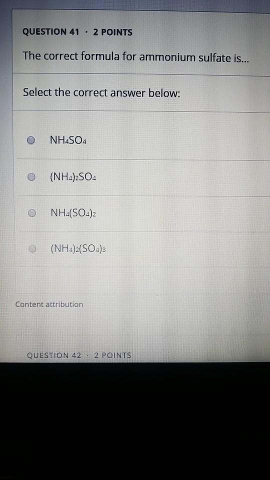 Solved QUESTION 41 . 2 POINTS The correct formula for | Chegg.com Solved QUESTION 41 . 2 POINTS The correct formula for | Chegg.com