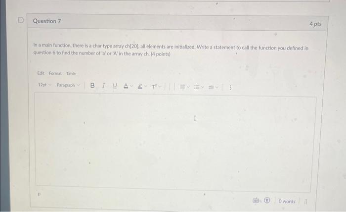 Solved In a main function, there is a char type array | Chegg.com