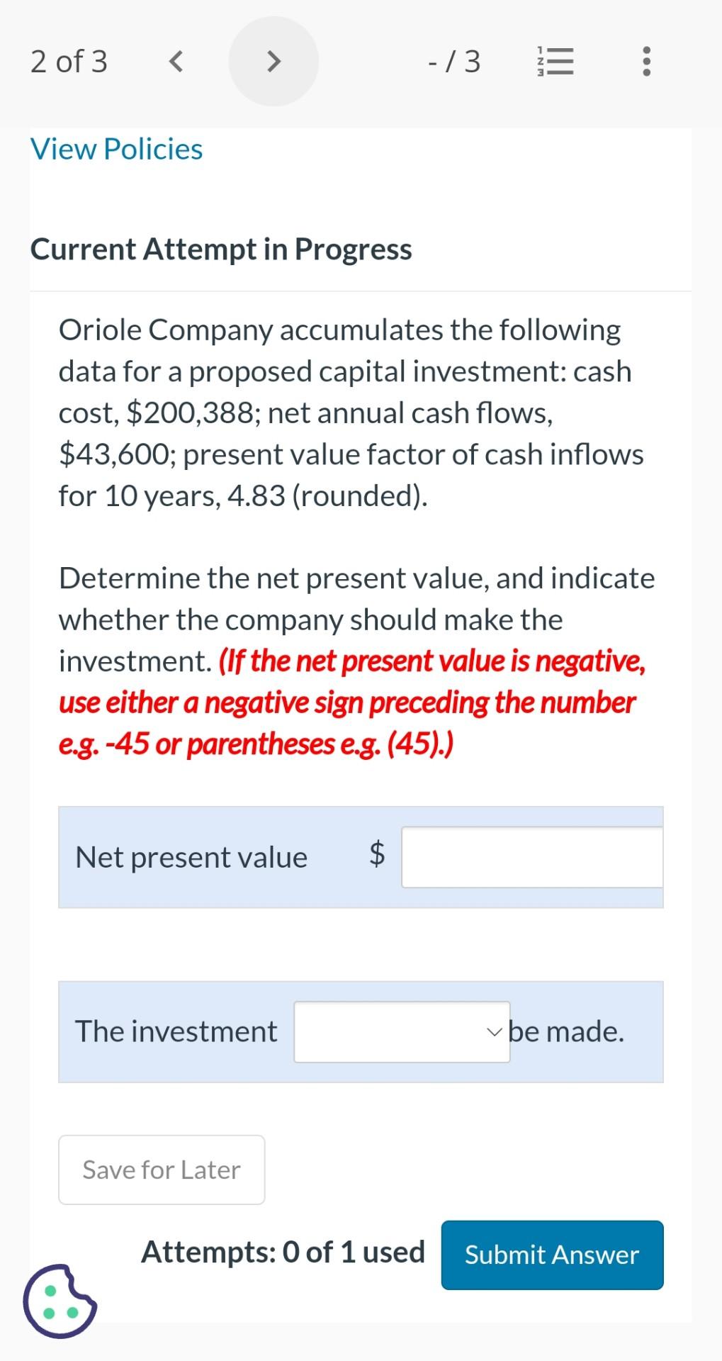 Solved Current Attempt in Progress Oriole Company | Chegg.com