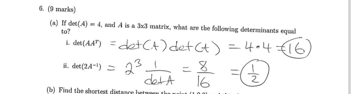 Solved please help explain this(a) ﻿If det(A)=4, ﻿and A ﻿is | Chegg.com