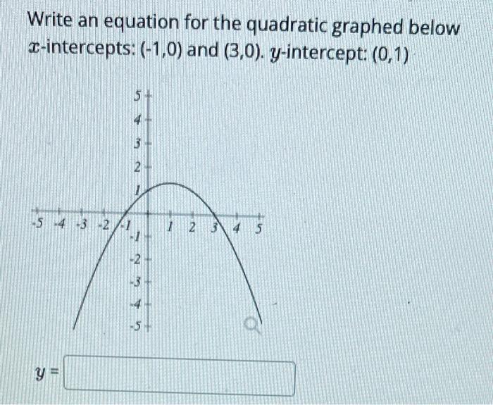 Solved Write an equation for the quadratic graphed below | Chegg.com