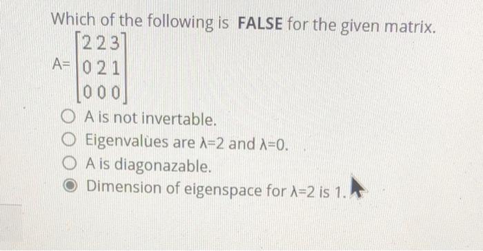 Solved Let B Be A 3×3 Matrix With Eigenvalues 0 1 2 Then