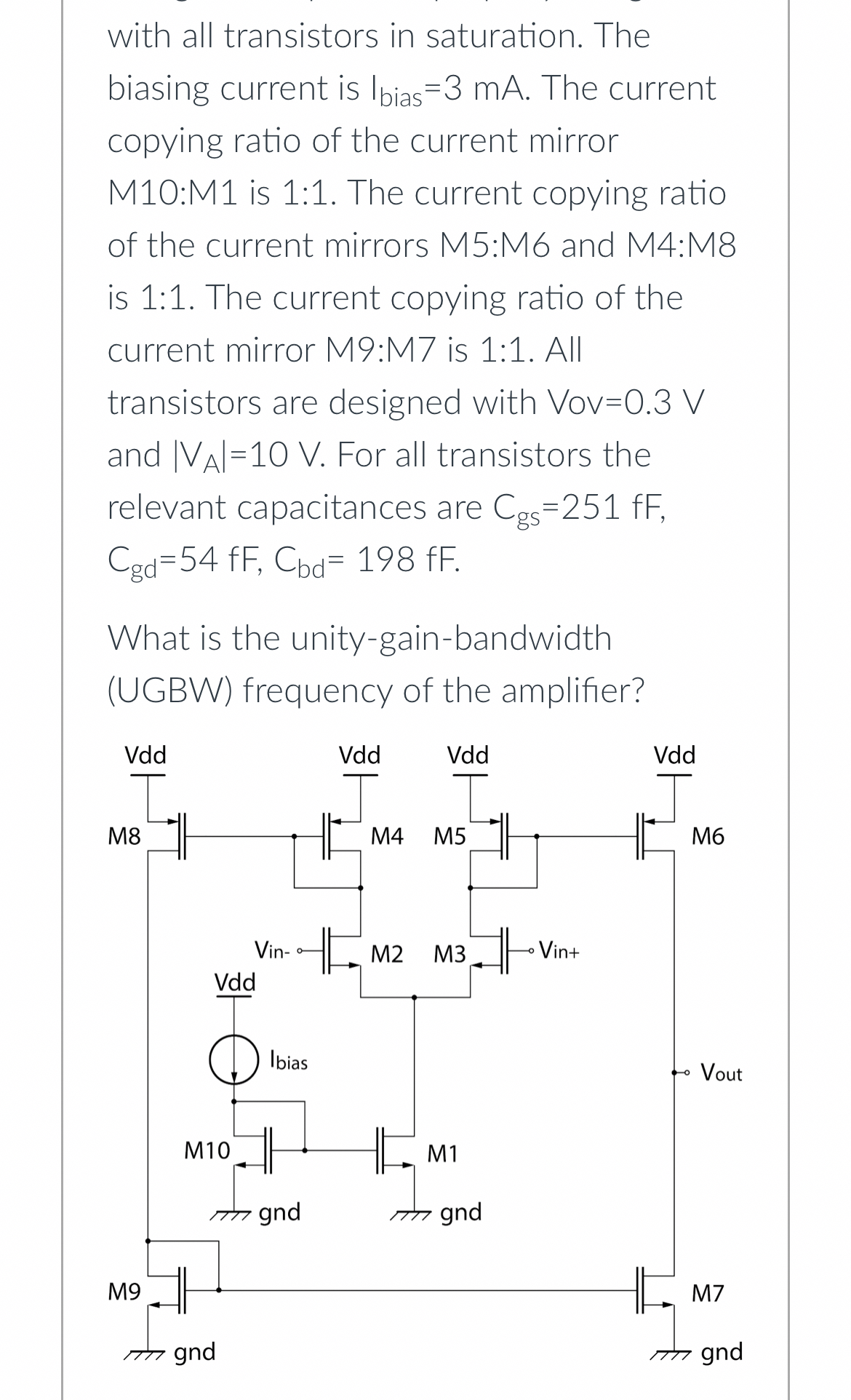 Solved with all transistors in saturation. The biasing | Chegg.com