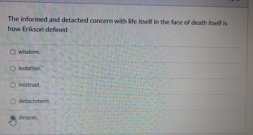 Solved The informed and detached concern with life itself in | Chegg.com