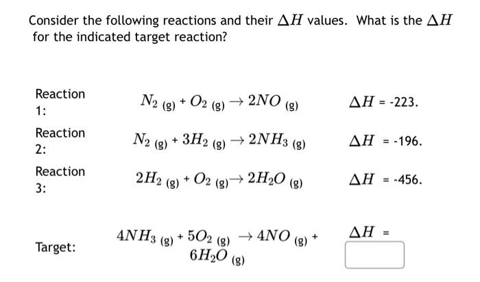 Solved Consider the following reactions and their ΔH values. | Chegg.com