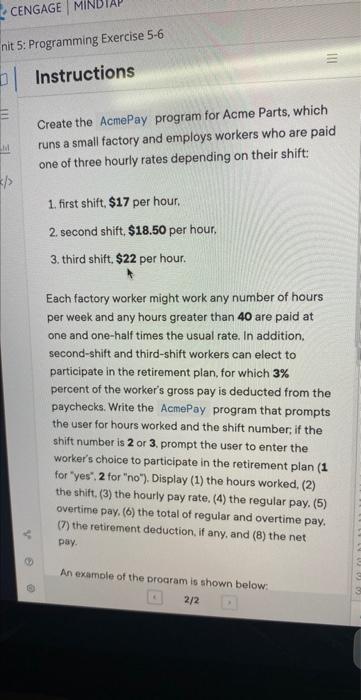 Solved Create the AcmePay program for Acme Parts, which runs | Chegg.com