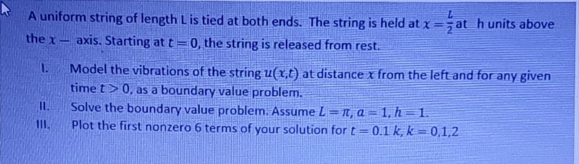 Solved A uniform string of length L is tied at both ends. | Chegg.com