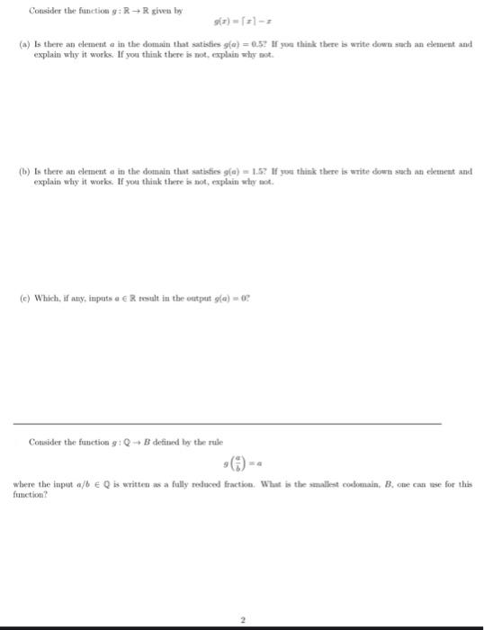 Solved Consider the function g÷R→R sives by g(x)={x}−x (a) | Chegg.com