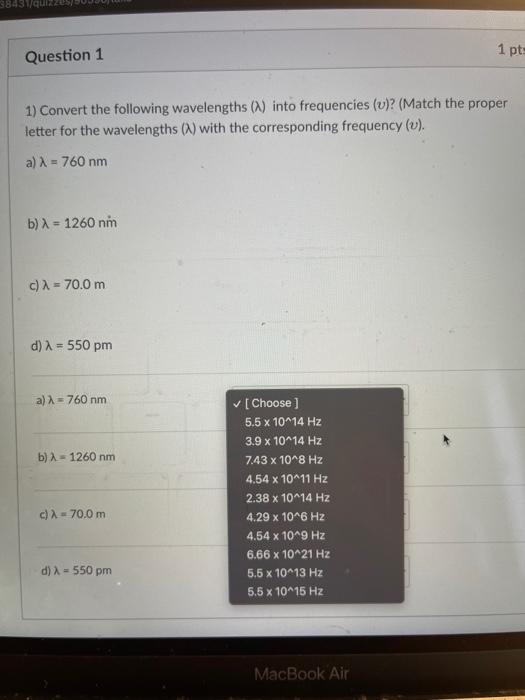 Solved 1) Convert the following wavelengths (λ) into | Chegg.com