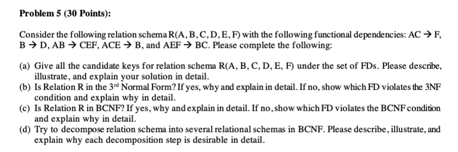 Solved Problem 5 (30 ﻿Points):Consider the following | Chegg.com