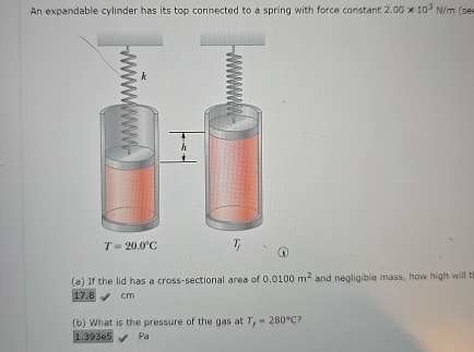 Solved An expandable cylinder has its top connected to a | Chegg.com