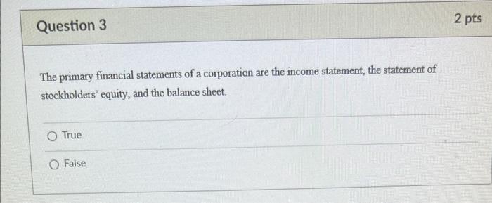 Solved The primary financial statements of a corporation are | Chegg.com