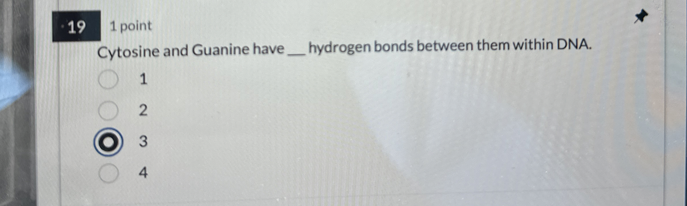 Solved 191 ﻿pointCytosine and Guanine have q, ﻿hydrogen | Chegg.com
