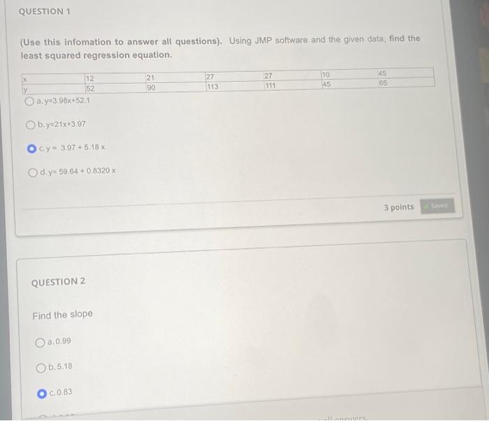 Solved (Use this infomation to answer all questions). Using | Chegg.com