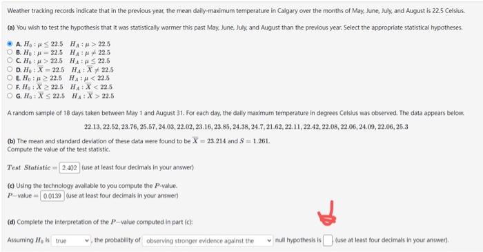 Solved Weather tracking records indicate that in the | Chegg.com