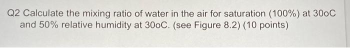 Q2 Calculate the mixing ratio of water in the air for | Chegg.com