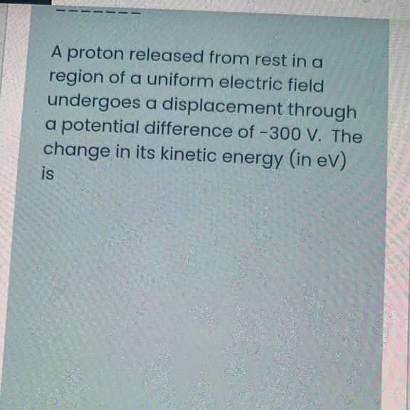 Solved A proton released from rest in a region of a uniform | Chegg.com