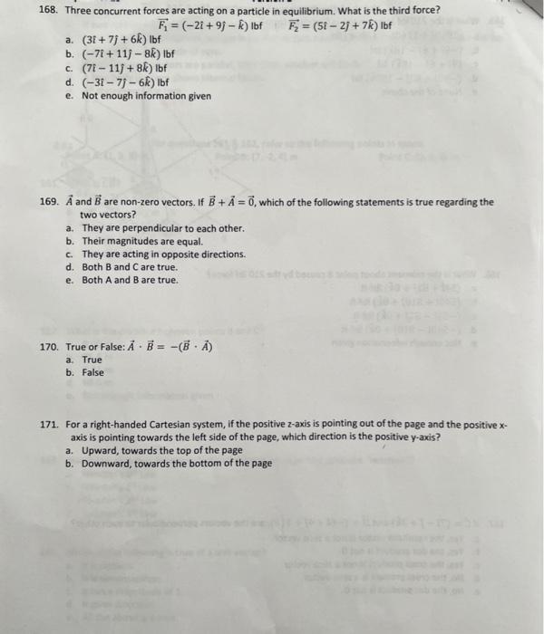 Solved 168. Three concurrent forces are acting on a particle | Chegg.com