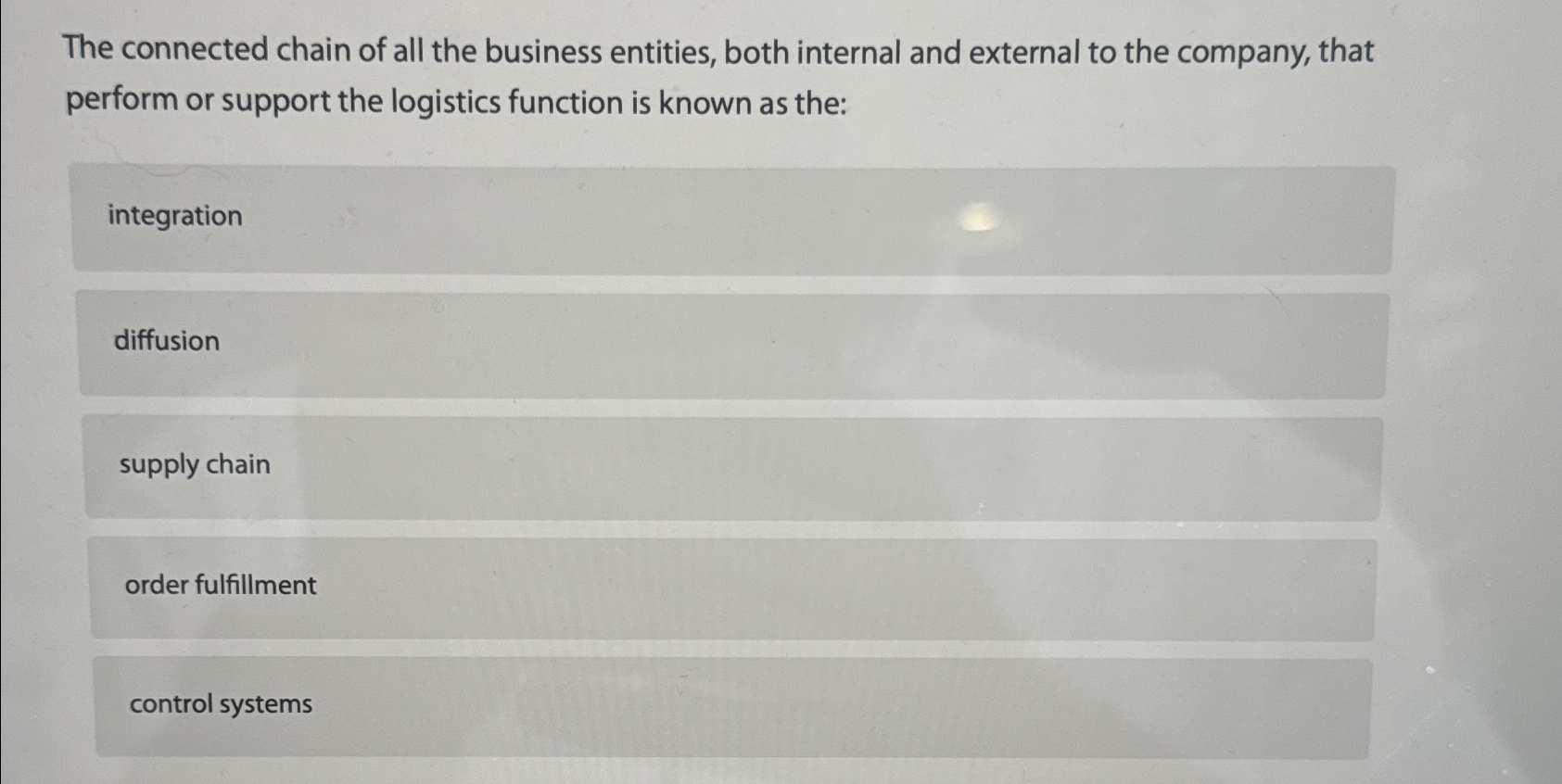 Solved The connected chain of all the business entities, | Chegg.com