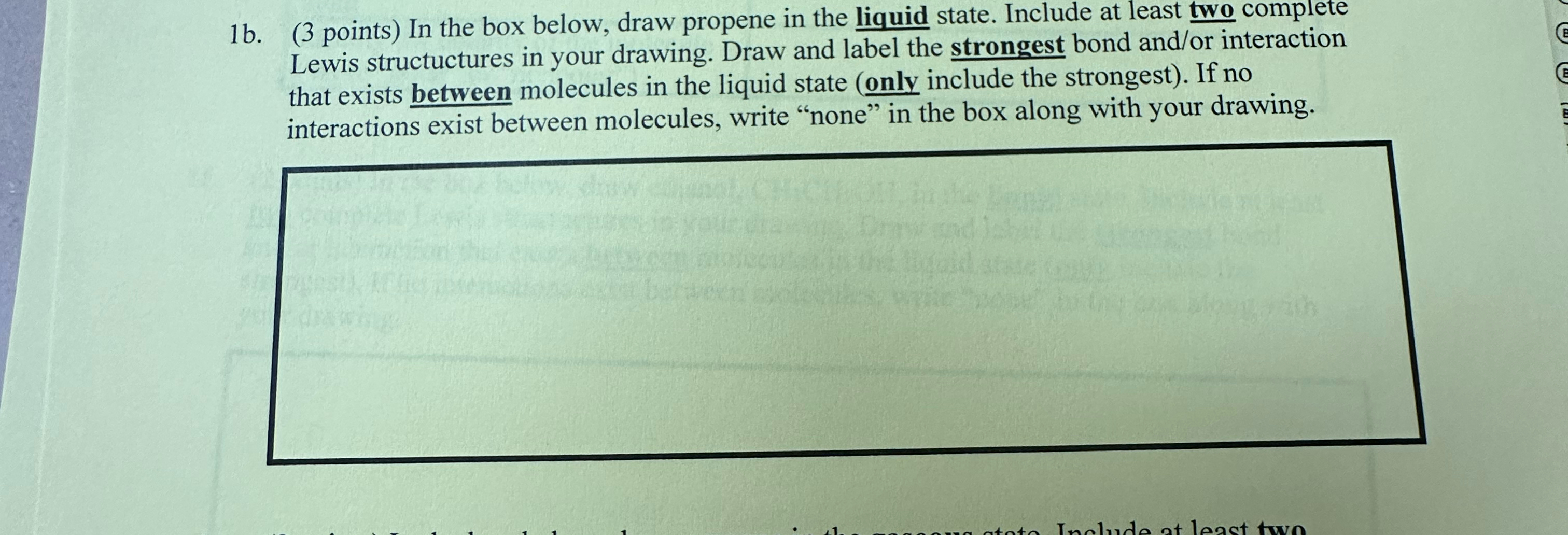 Solved point1b. (3 ﻿points) ﻿In the box below, draw propene | Chegg.com