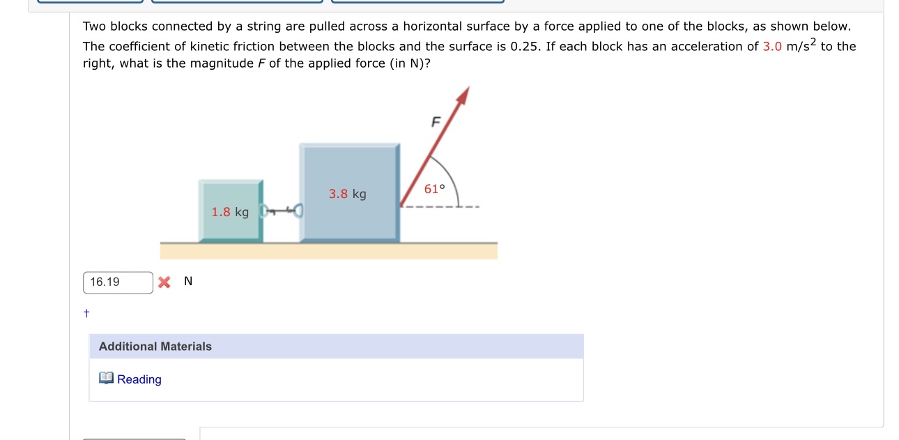 Solved Two blocks connected by a string are pulled across a | Chegg.com