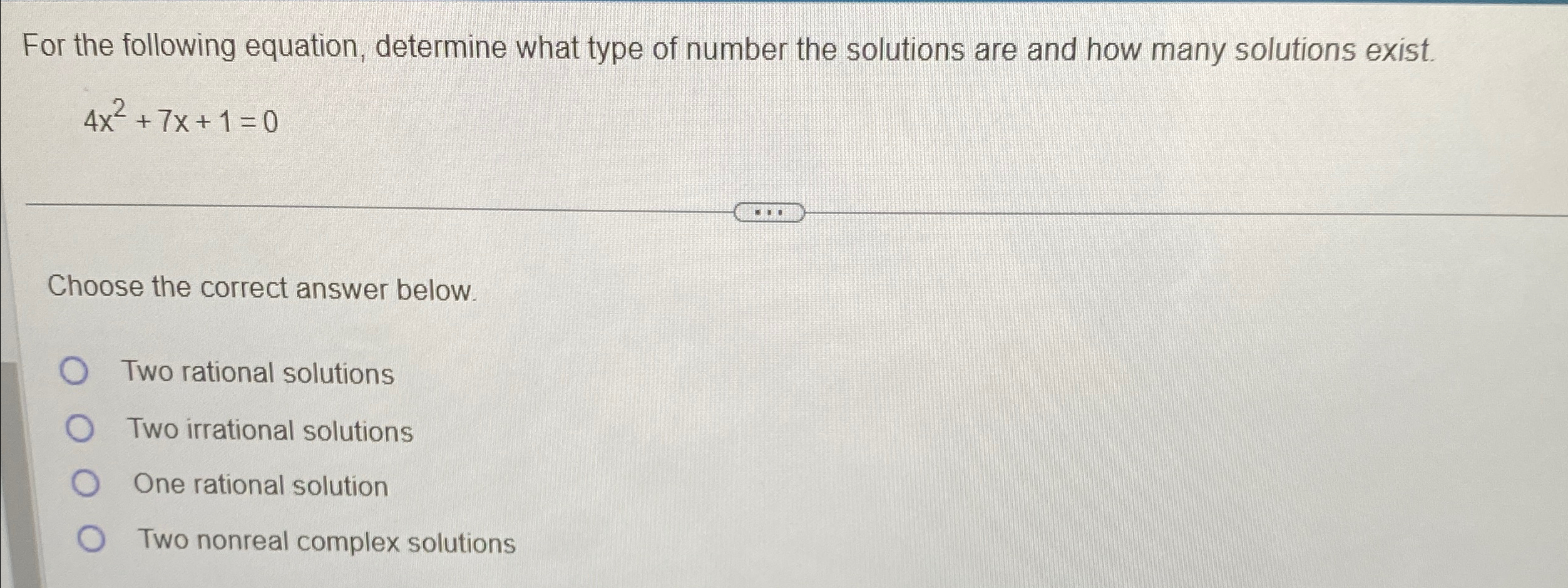 Solved For the following equation, determine what type of | Chegg.com