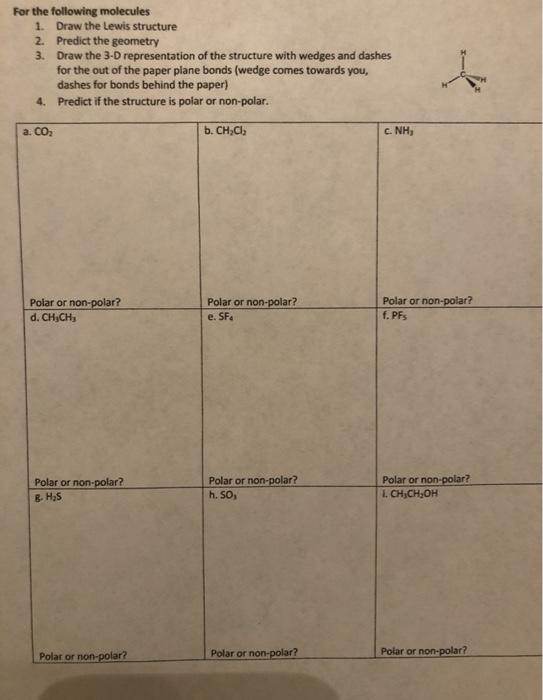 Solved For the following molecules 1. Draw the Lewis | Chegg.com