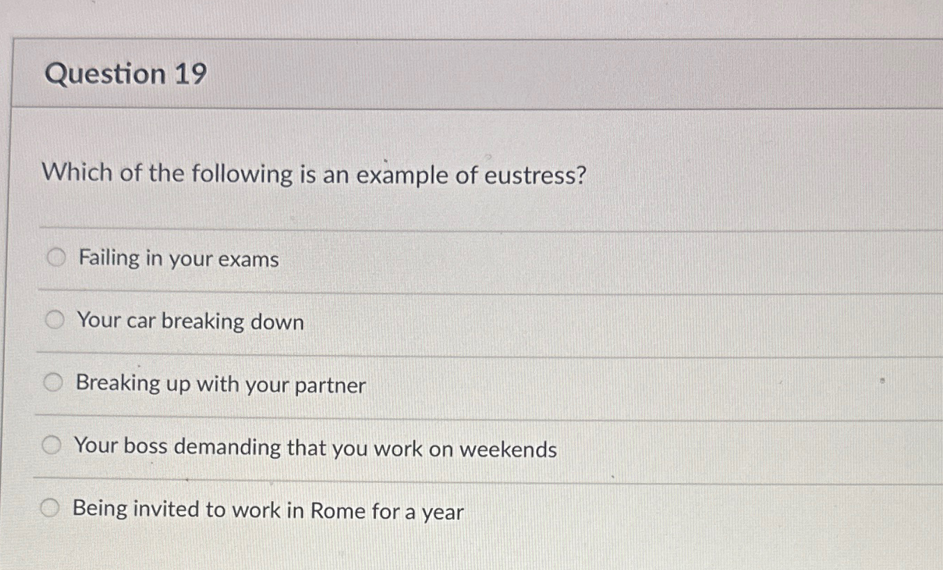 Solved Question 19Which of the following is an example of | Chegg.com