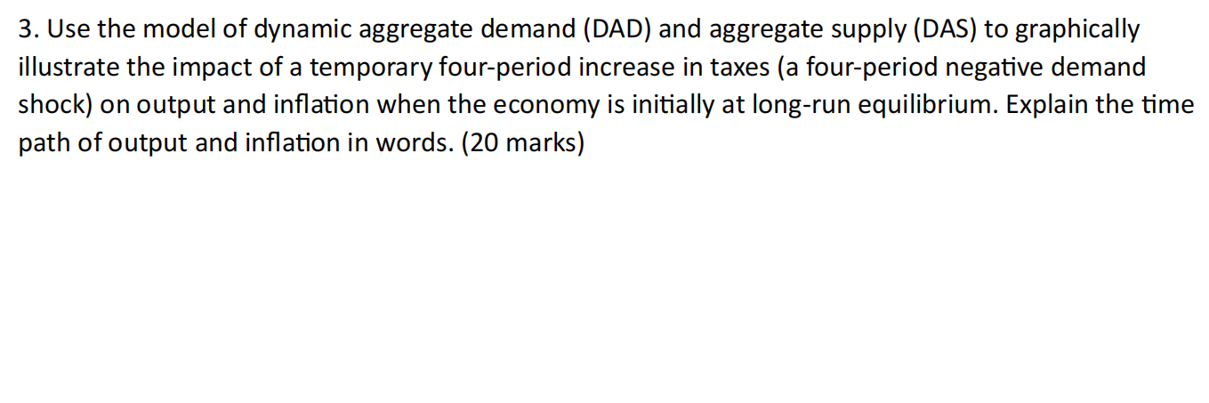 Solved Use the model of dynamic aggregate demand (DAD) ﻿and | Chegg.com