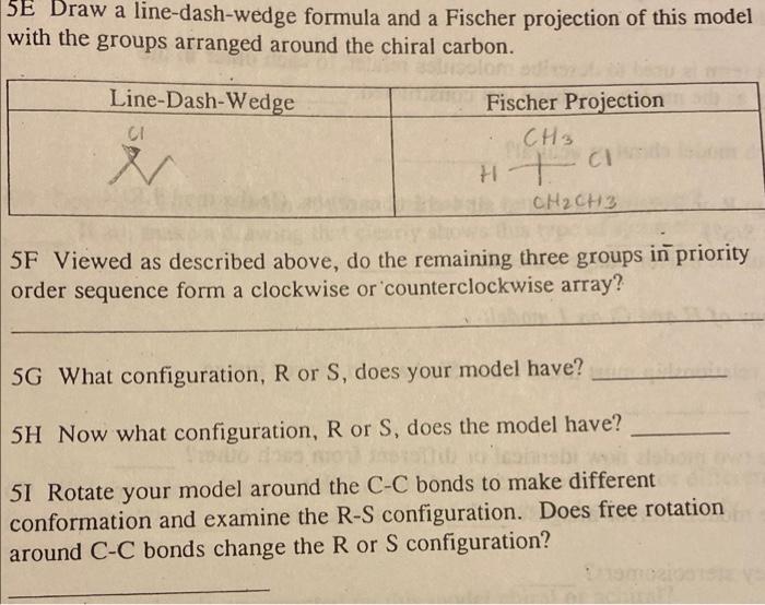Solved 5E Draw a line-dash-wedge formula and a Fischer | Chegg.com