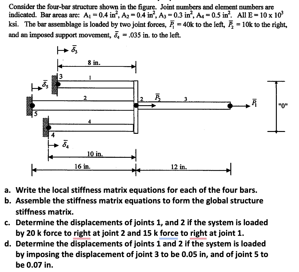 Solved a. ﻿Write the local stiffness matrix equations for | Chegg.com
