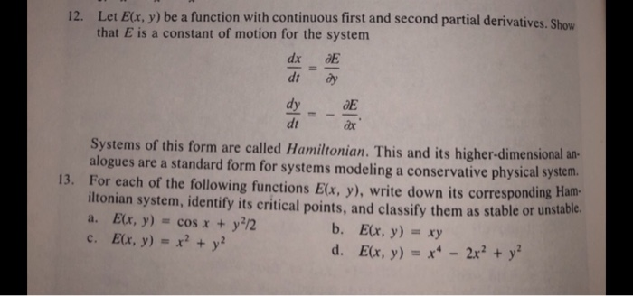 Solved 12 Let E X Y Be A Function With Continuous First