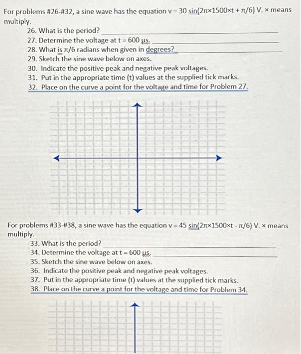 For problems #13−#19, a sine wave has the equation | Chegg.com
