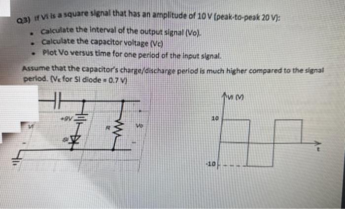 Solved Q3) if Vi is a square signal that has an amplitude of | Chegg.com